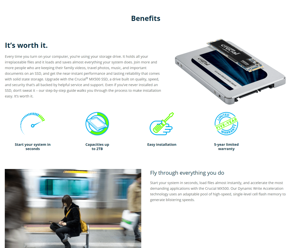 Crucial SSD 250GB 500GB 1TB 2TB MX500 Internal Solid State Drive Laptop ...